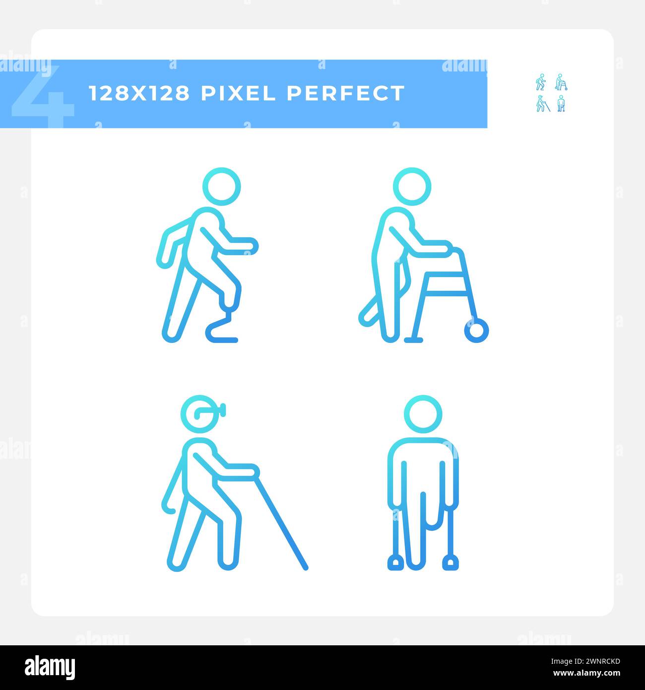 Leg Amputation Gradient Linear Vector Icons Set Stock Vector Image