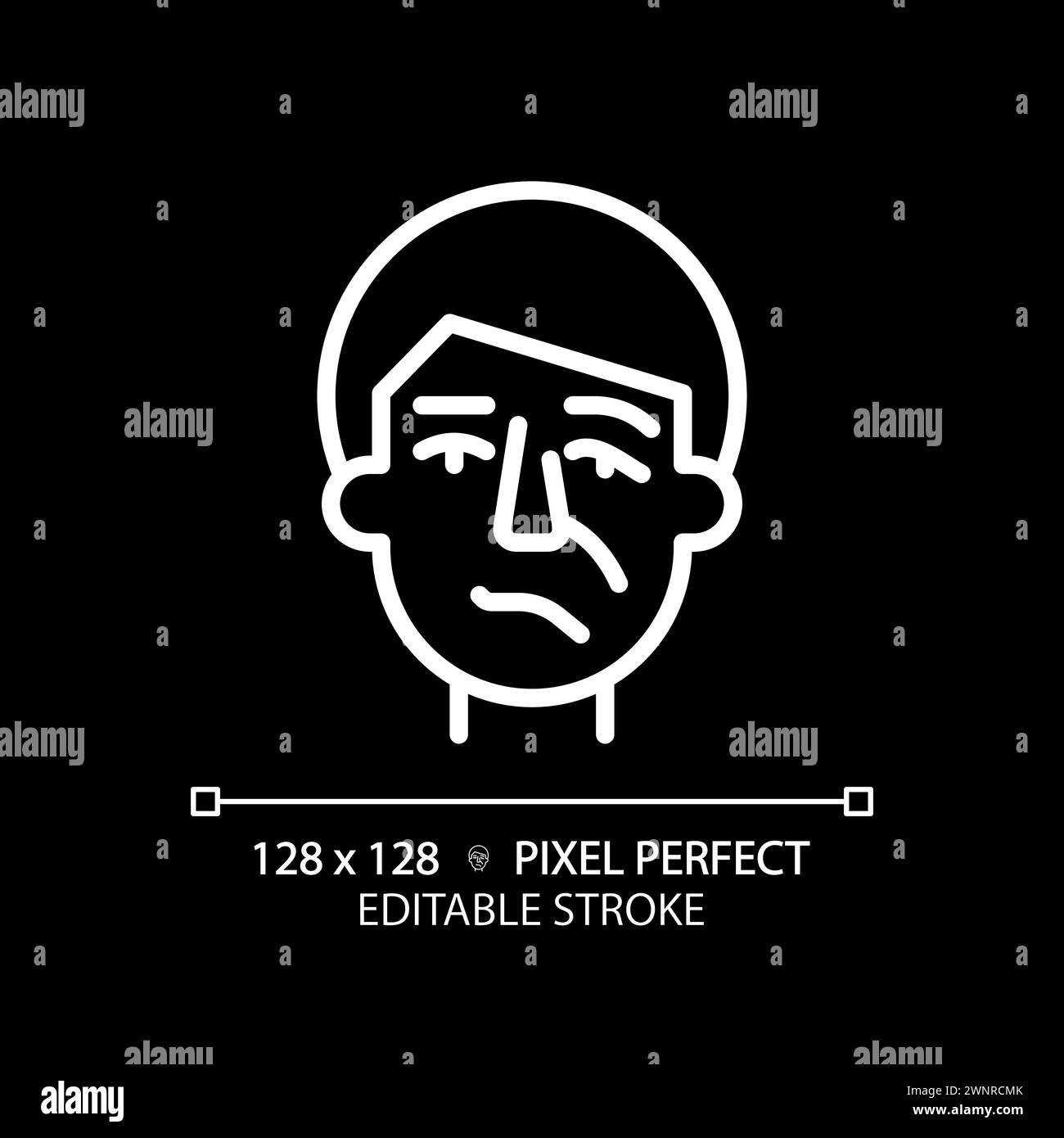 Facial Nerve Paralysis White Linear Icon For Dark Theme Stock Vector 5657