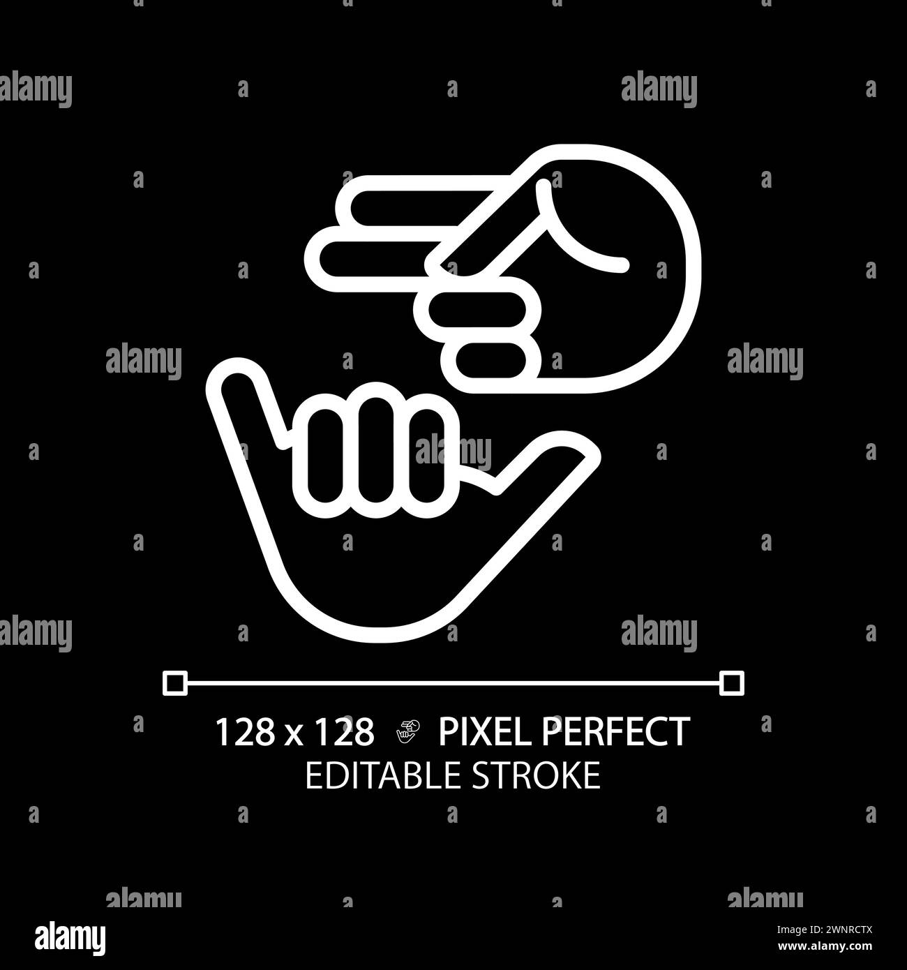 Deaf sign language white linear icon for dark theme Stock Vector Image ...