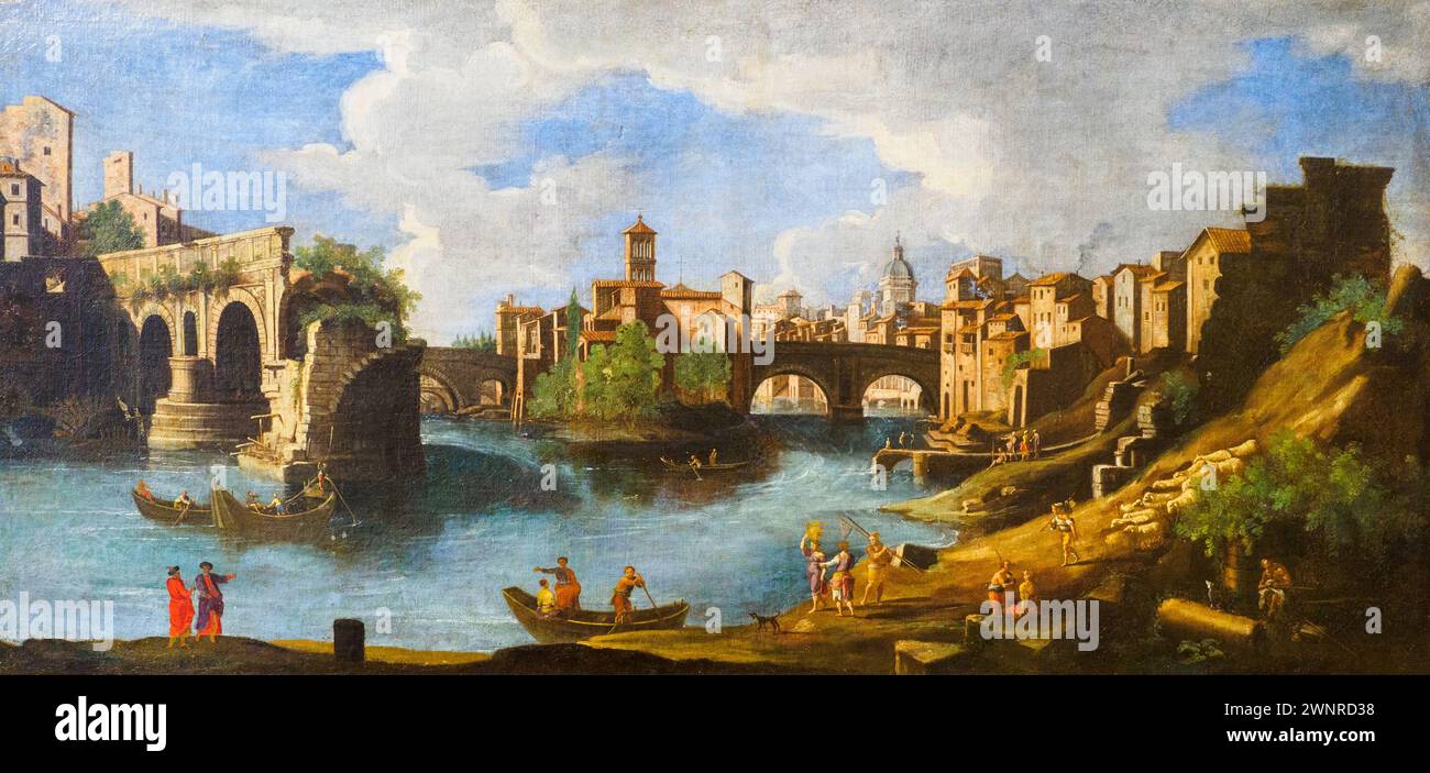 The Tiber and Ponte Rotto by artsit active in Rome in the 18th century ...