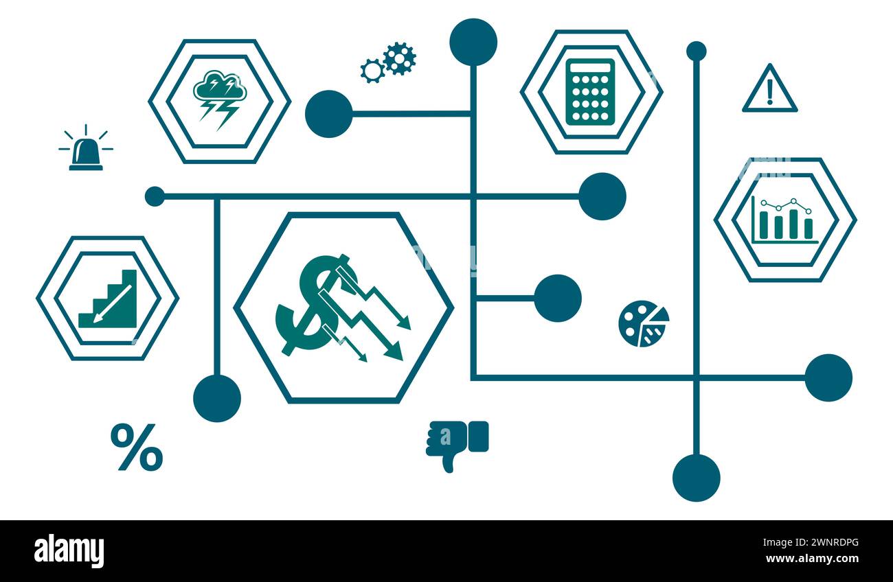 Concept of economic collapse with connected icons Stock Photo - Alamy