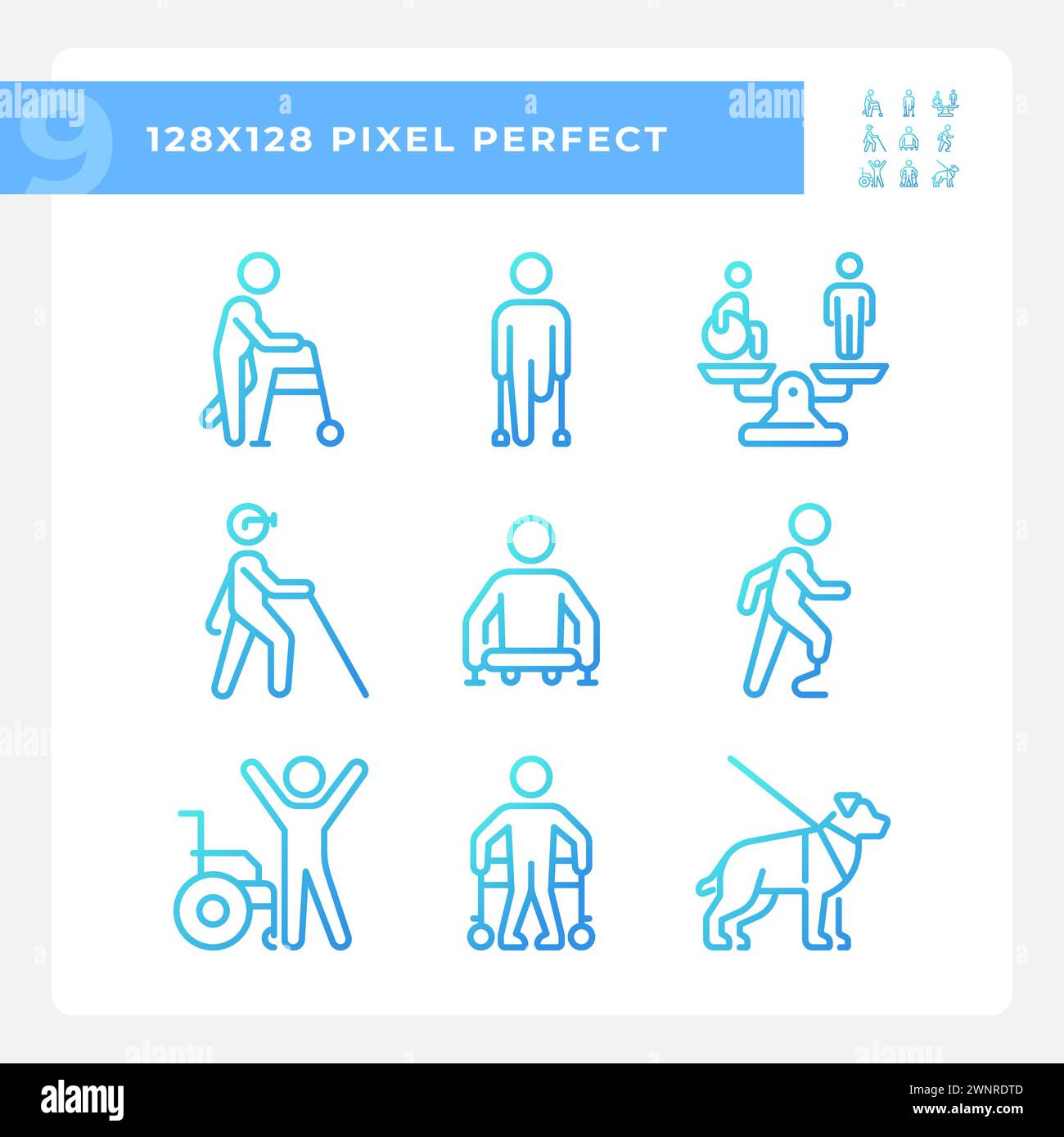 People with amputation gradient linear vector icons set Stock Vector ...
