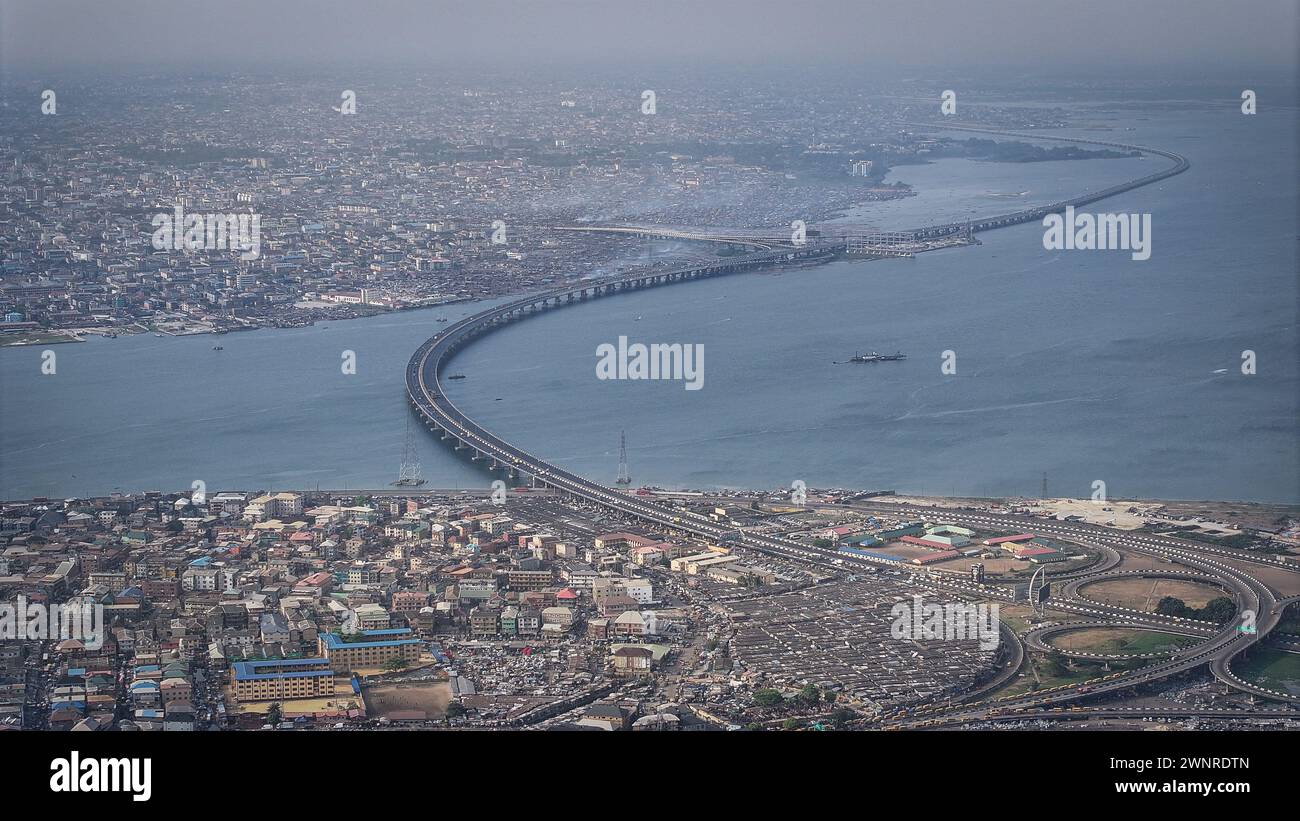 Lagos. 3rd Mar, 2024. An aerial drone photo taken on March 3, 2024 ...
