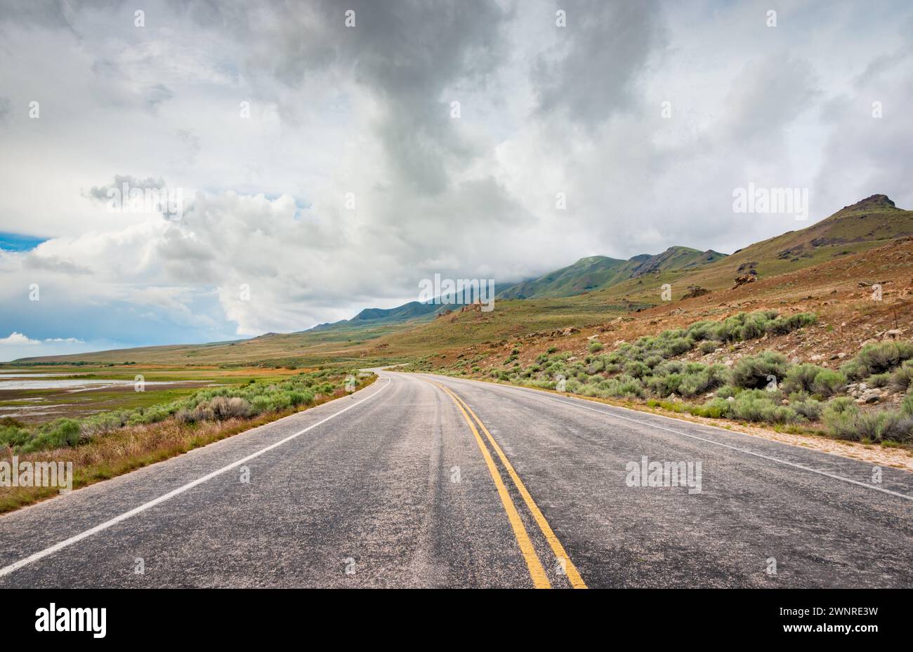 Road Through Antelope Island State Park, Largest Island in the Great ...