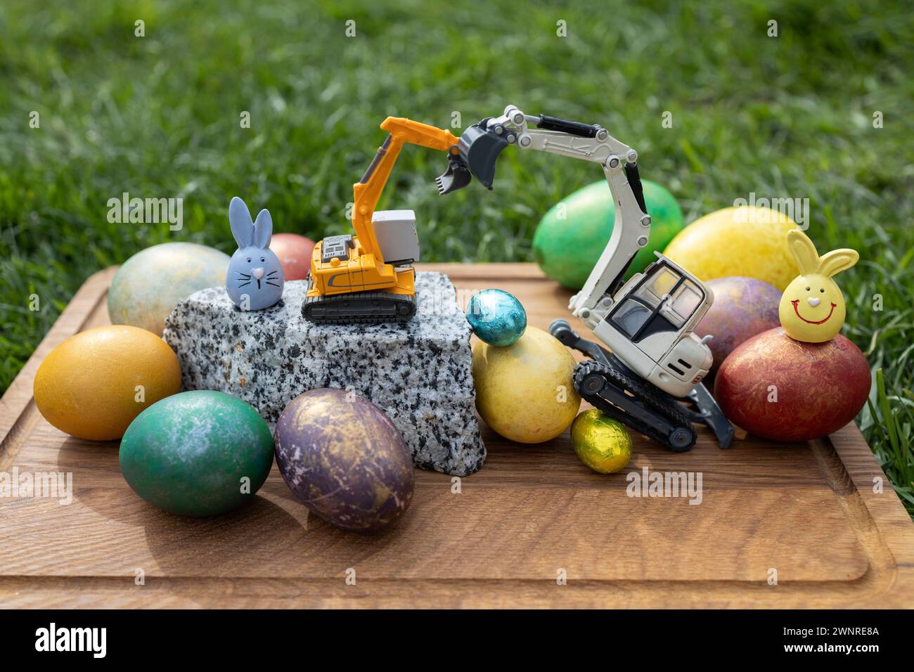 Easter spring holiday concept. postcard from construction companies ...