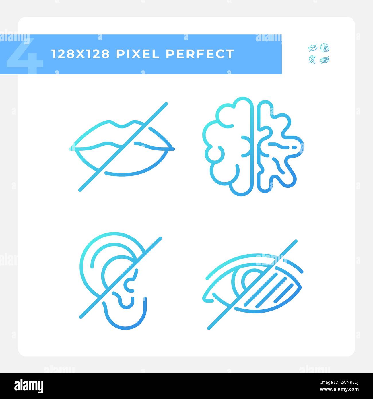 People with sensory impairment gradient linear vector icons set Stock ...