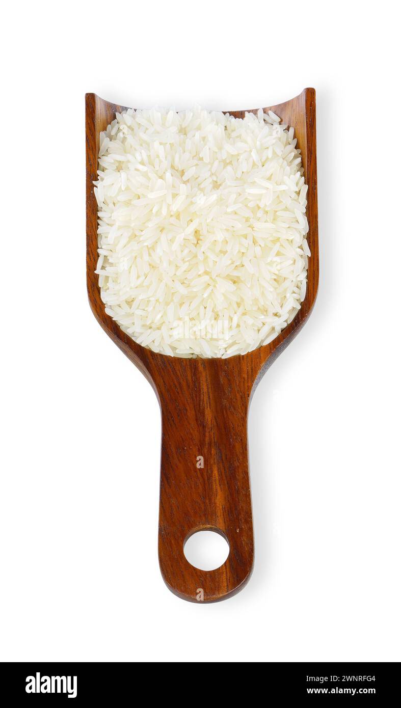 rice in wooden scoop isolated on transparent background. rice clipping ...