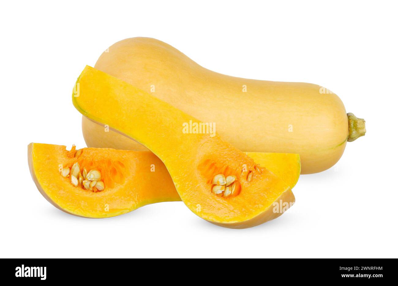 Sliced of Butternut isolated on white background. Butternut clipping ...