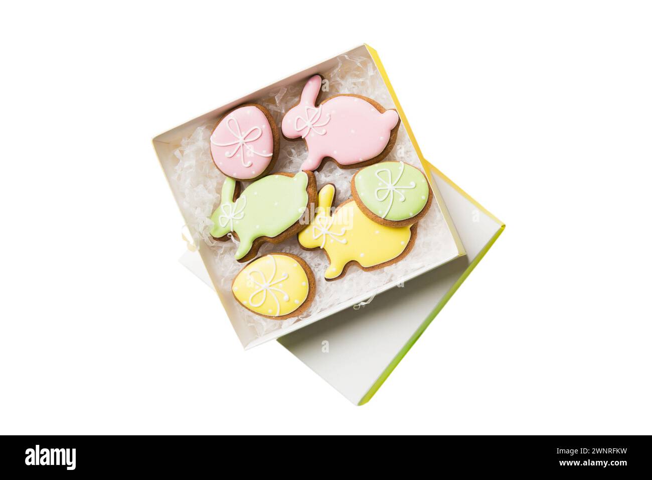 Colorful easter cookies in basket with Multi colors Easter eggs ...