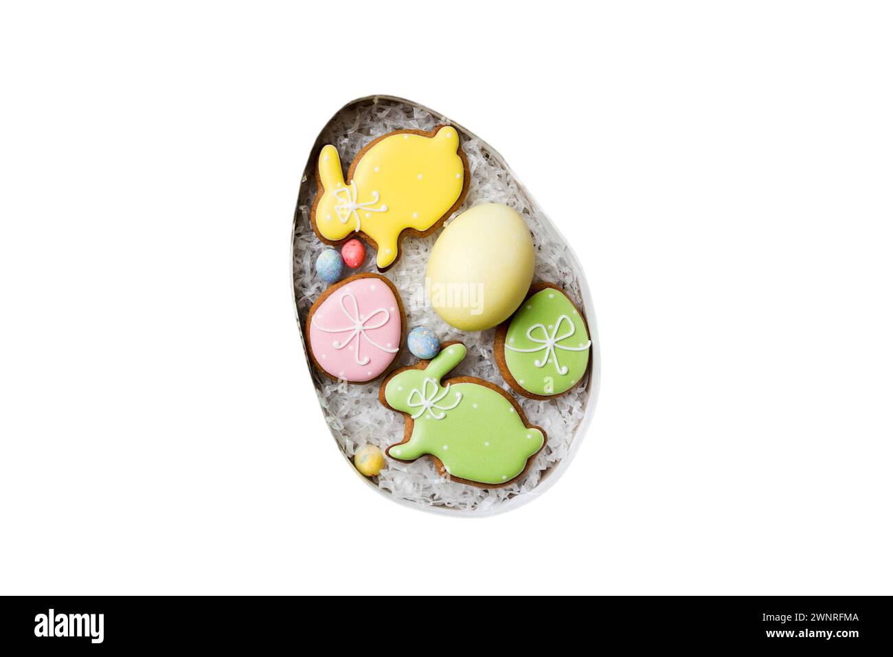 Colorful easter cookies in basket with Multi colors Easter eggs ...