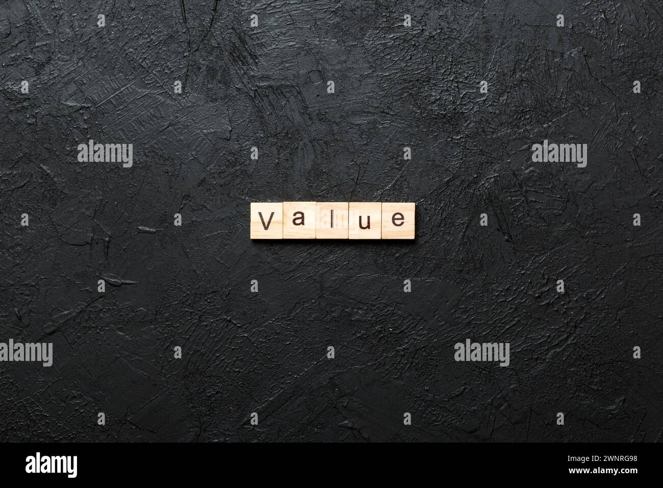 value word written on wood block. value text on table, concept Stock ...