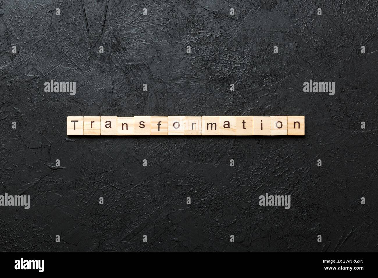 transformation word written on wood block. transformation text on table ...