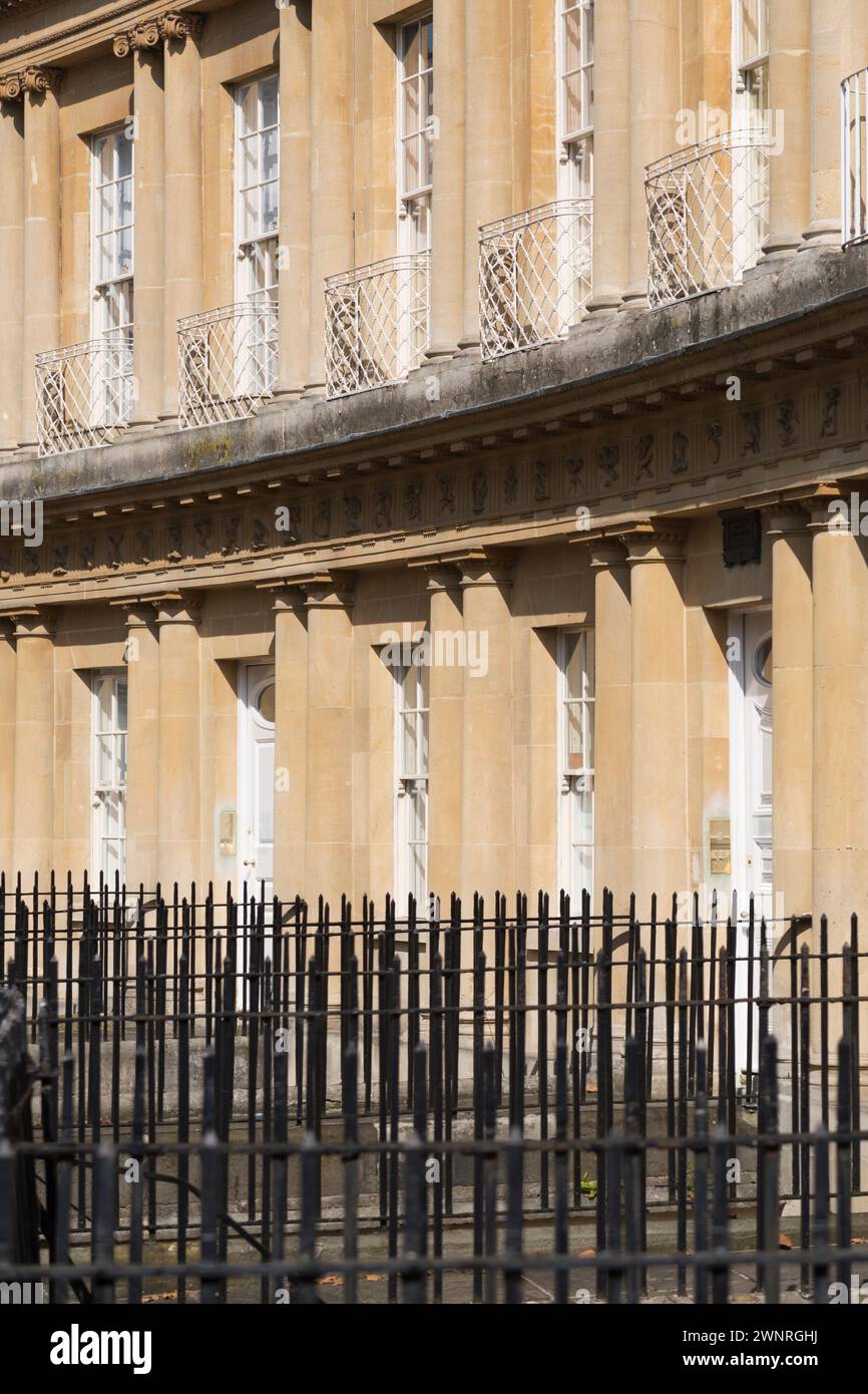 UK, Bath, The historic Royal crescent. Details of pillars Stock Photo ...