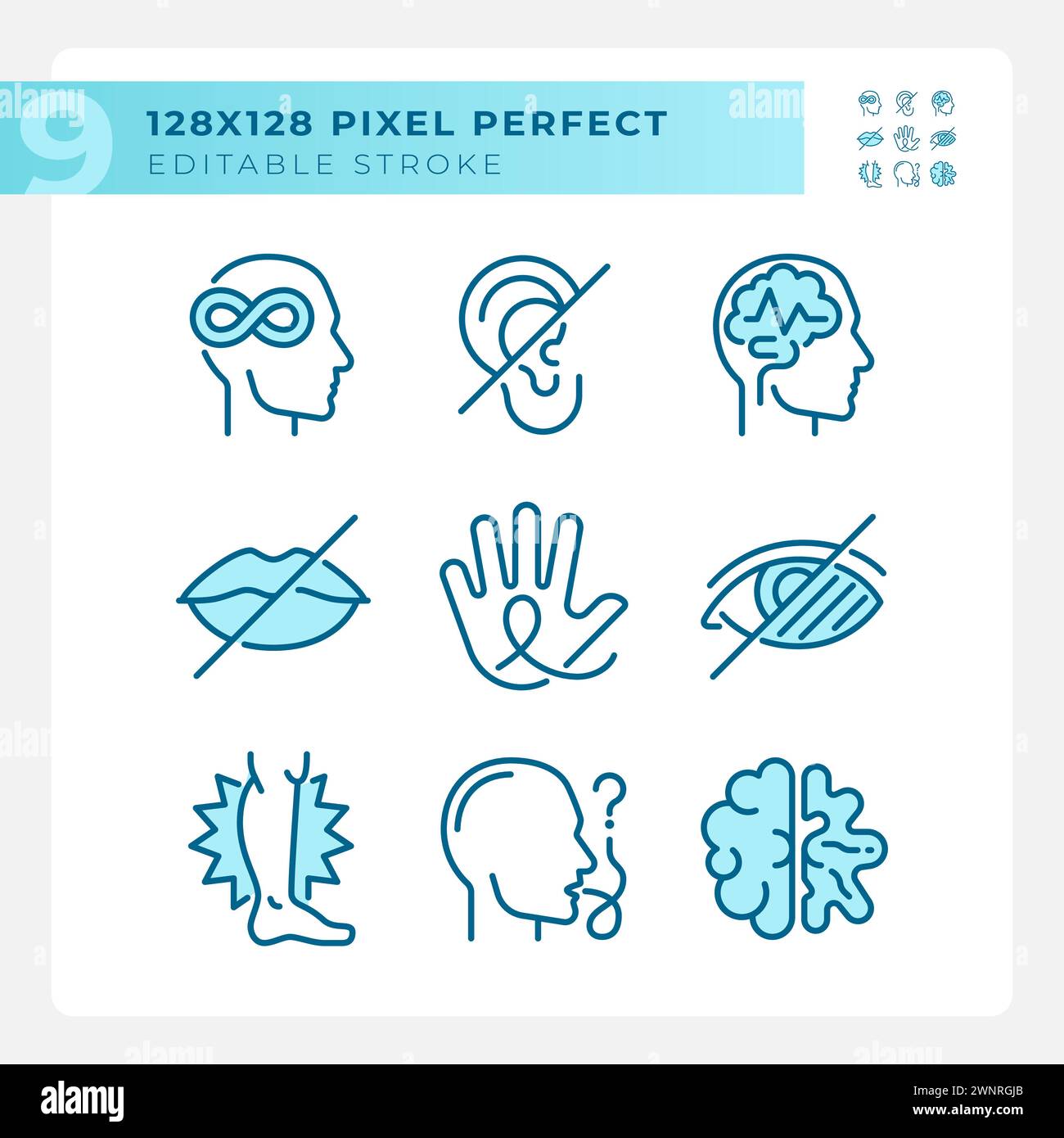 People with perception disorders light blue icons Stock Vector Image ...