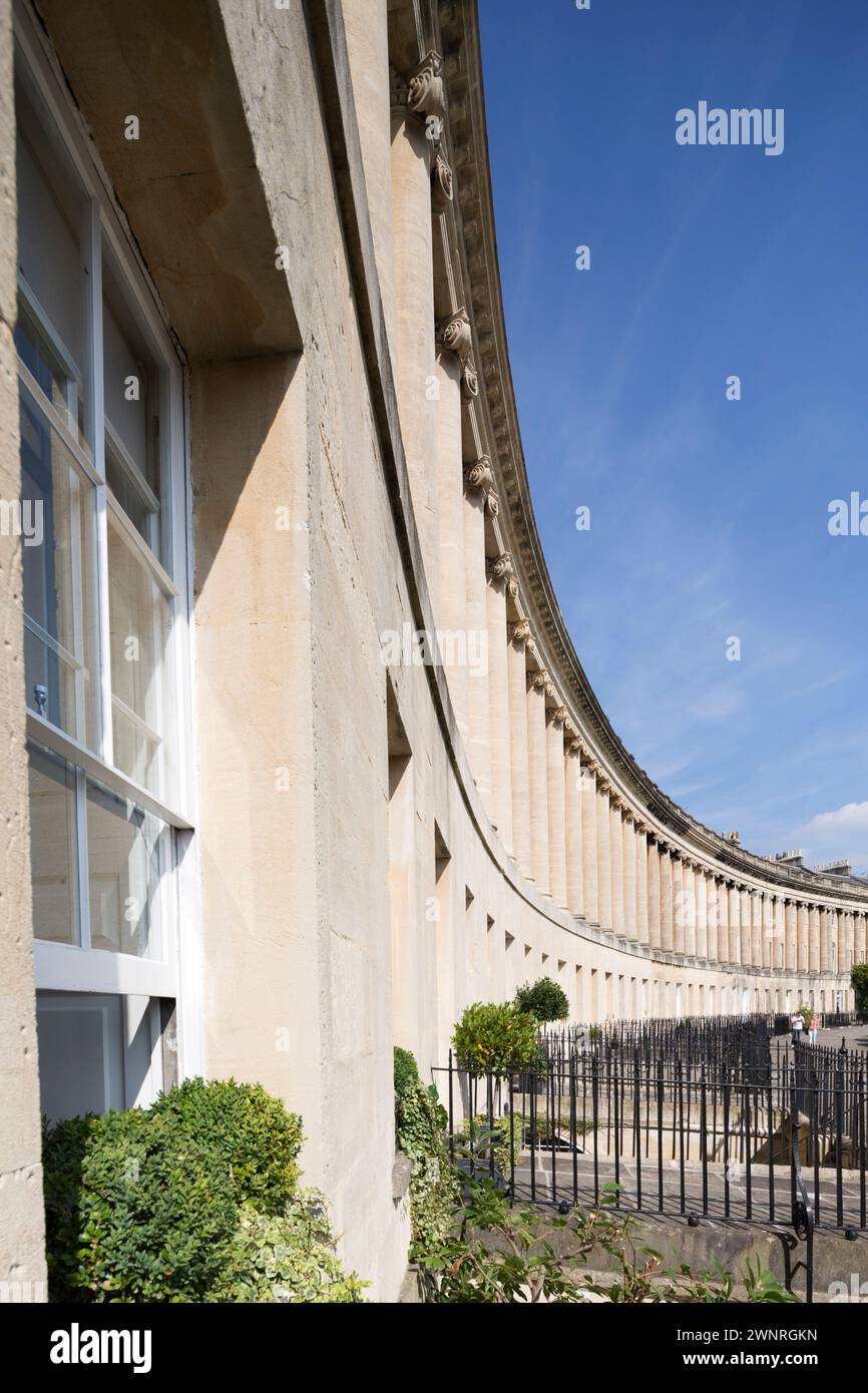 UK, Bath, The historic Royal Crescent showing the arched exterior Stock ...