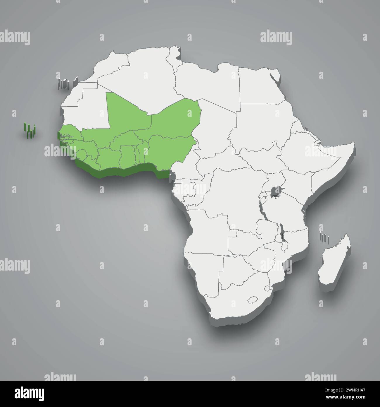 Economic Community of West African States location within Africa 3d ...