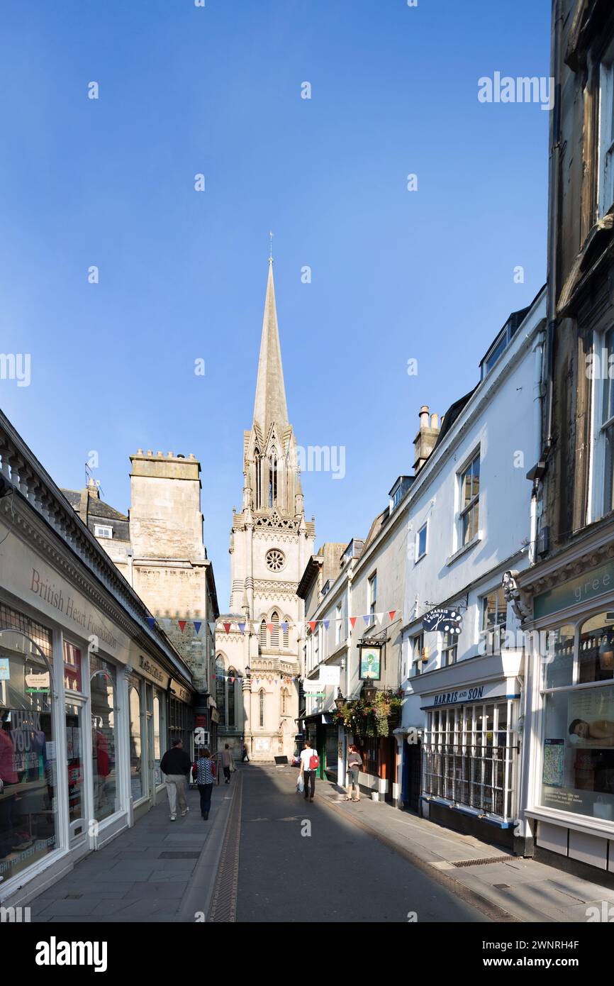 UK, Bath, St Michaels church as seen down green street Stock Photo - Alamy