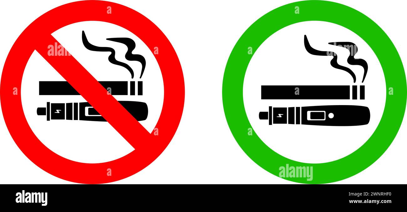 No smoking no vaping and smoking area sign set. Forbidden sign icon isolated on white background ...