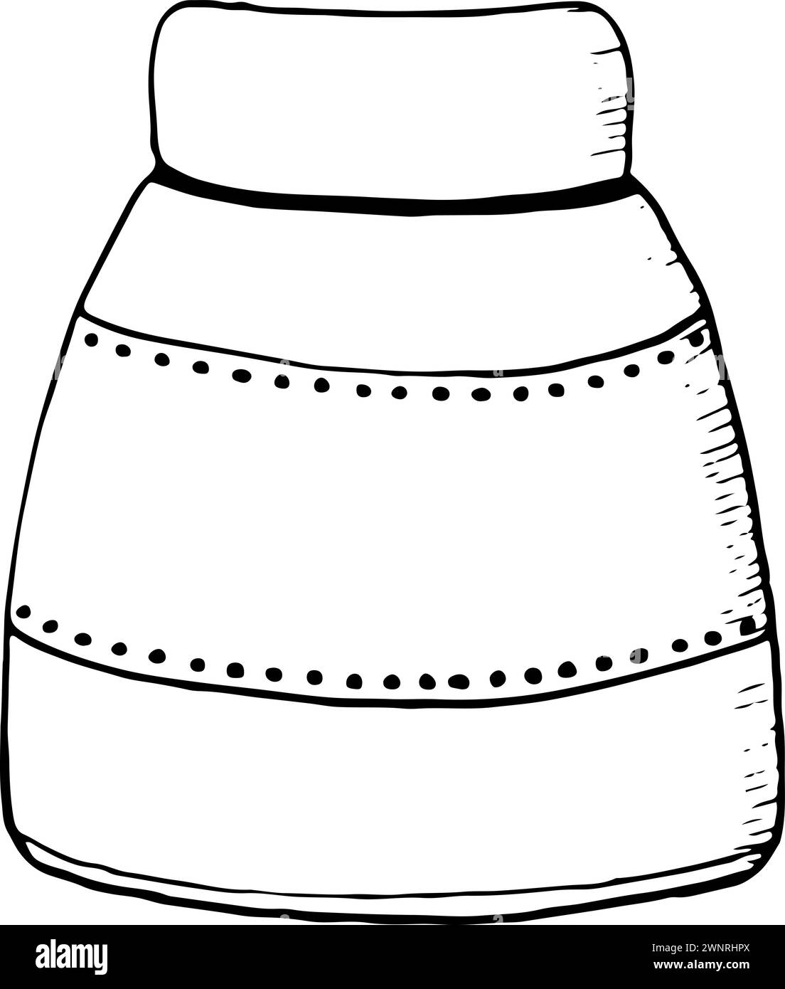 Ceramic vase vector illustration in simple minimalist style, Black and ...