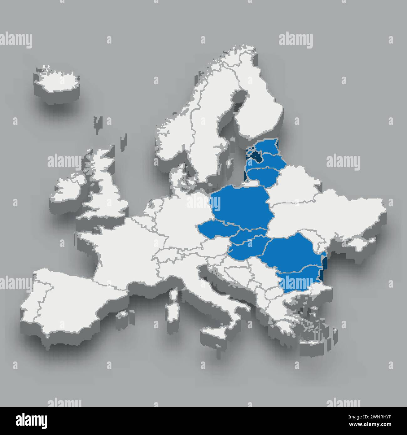 Bucharest Nine location within Europe 3d isometric map Stock Vector ...
