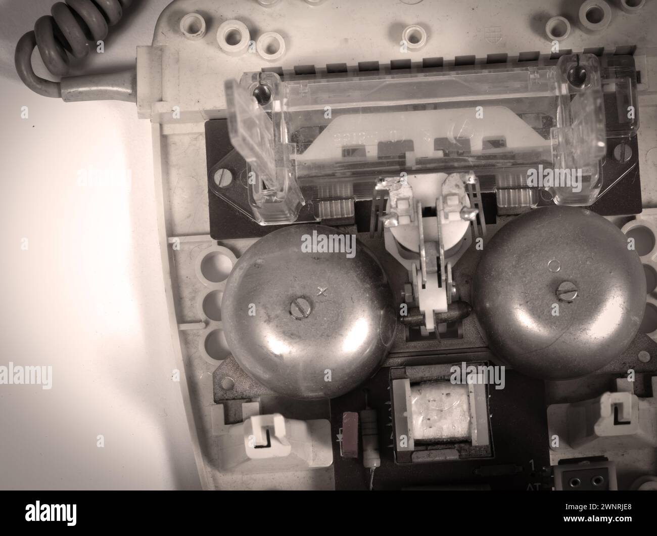 Part of a broken old telephone, phone with dial plate - plastic phone ...
