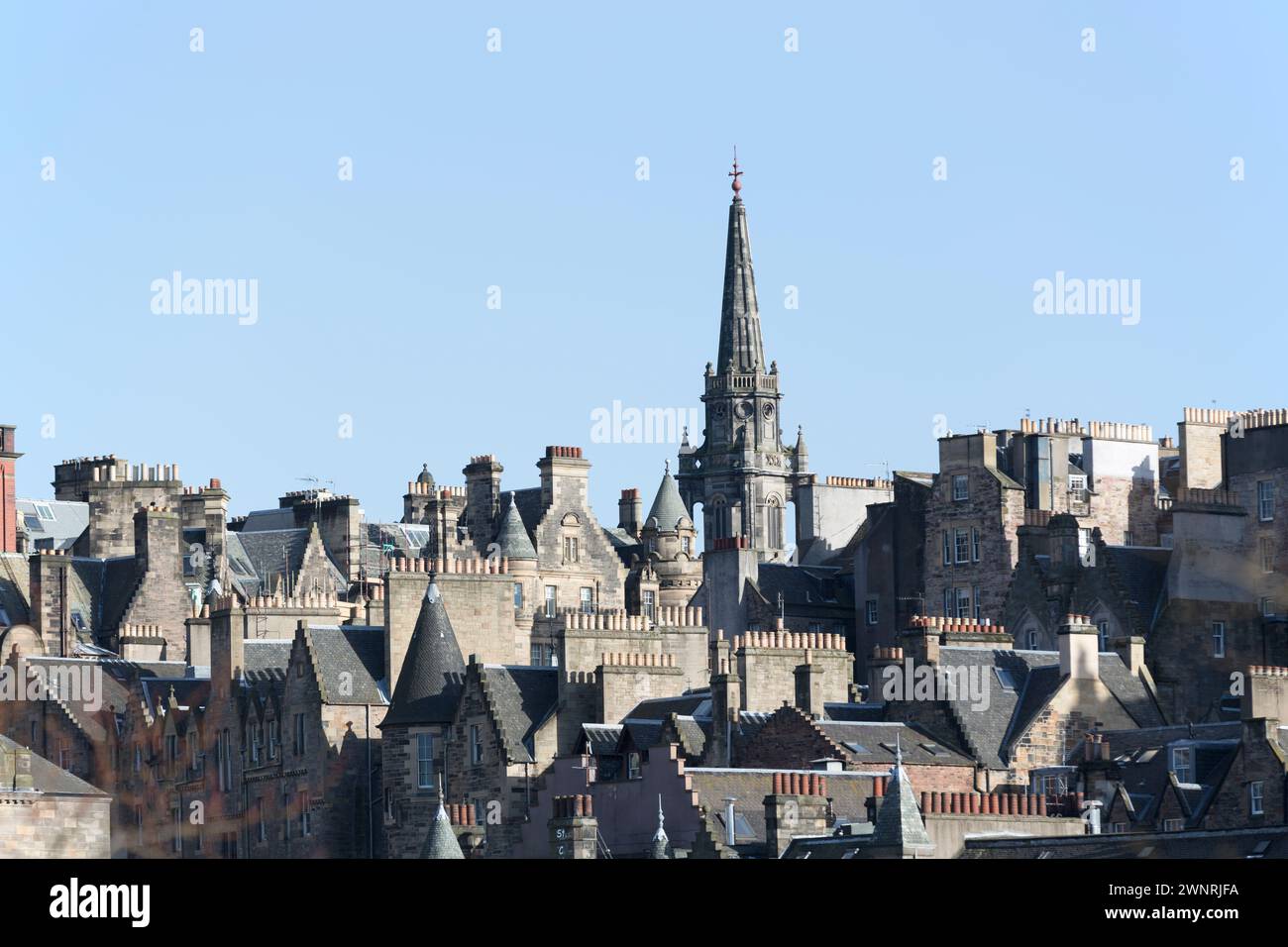 UK, Scotland, Edinburgh, Looking across Princess Street Gardens towards ...