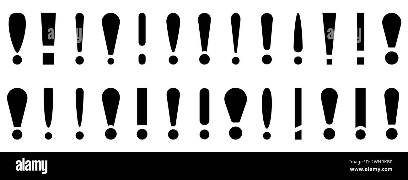 Exclamation marks. Big set of black and white exclamation marks. Vector ...