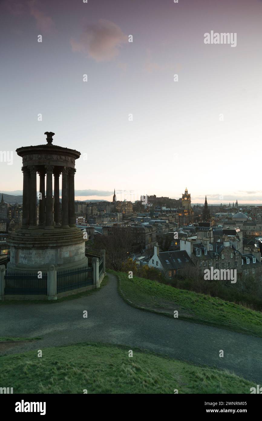 UK, Scotland, Edinburgh, Calton Park, sunset view looking towards ...