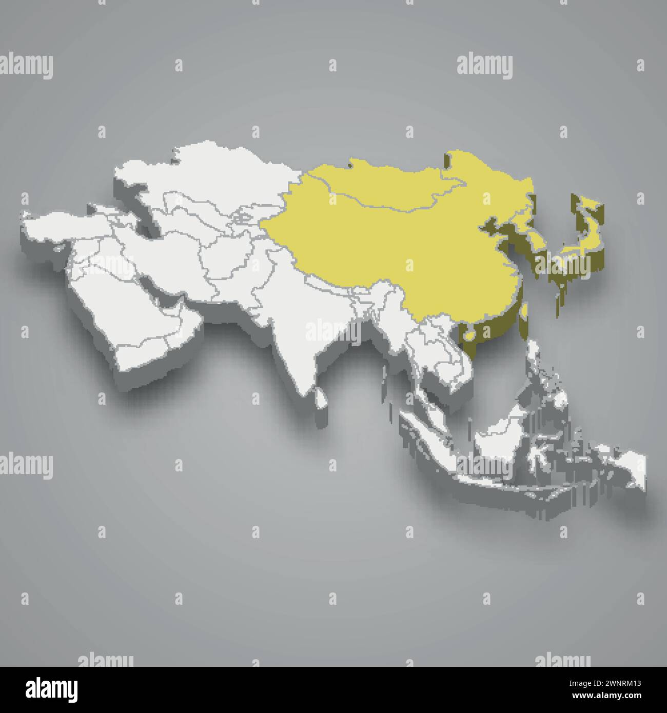 East Asia location within Asia 3d isometric map Stock Vector Image ...