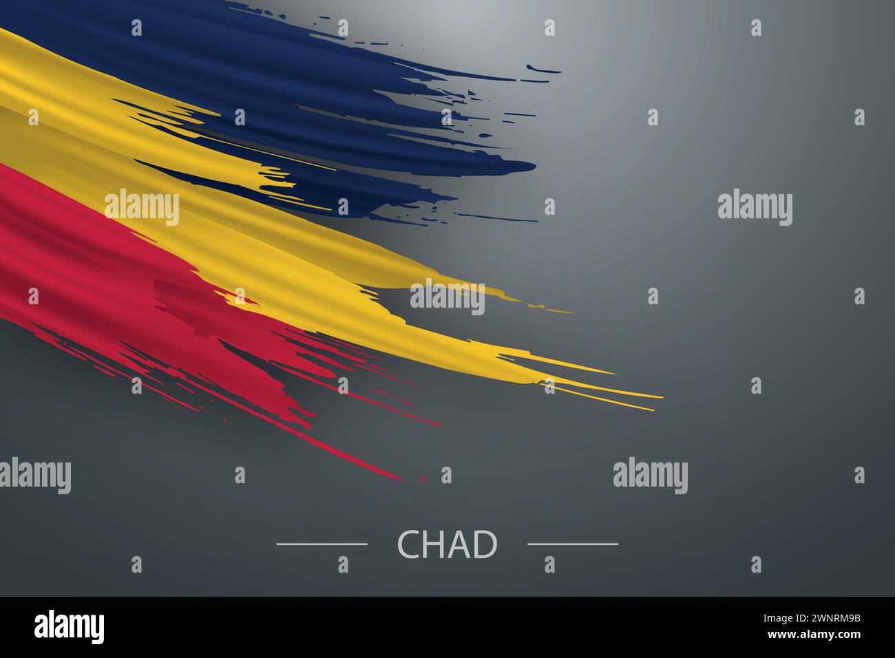 3d grunge brush stroke flag of Chad, Template poster design Stock ...