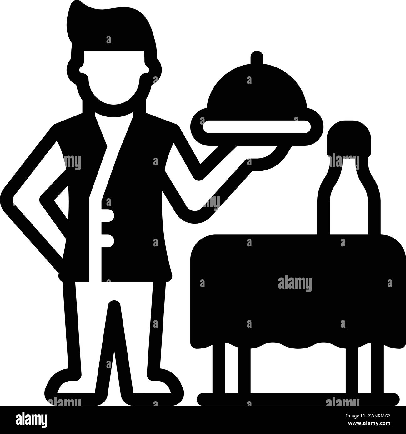 Waiter icon vector vectors Black and White Stock Photos & Images - Alamy