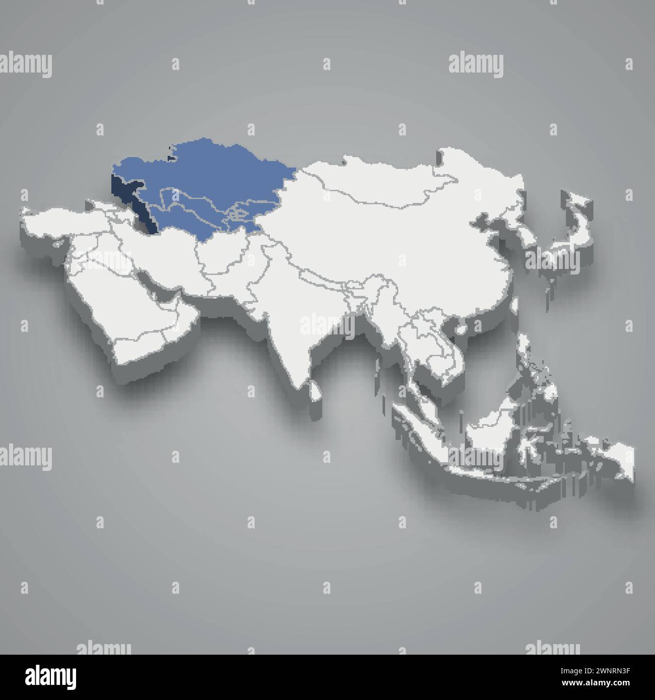 Central Asia location within Asia 3d isometric map Stock Vector Image ...