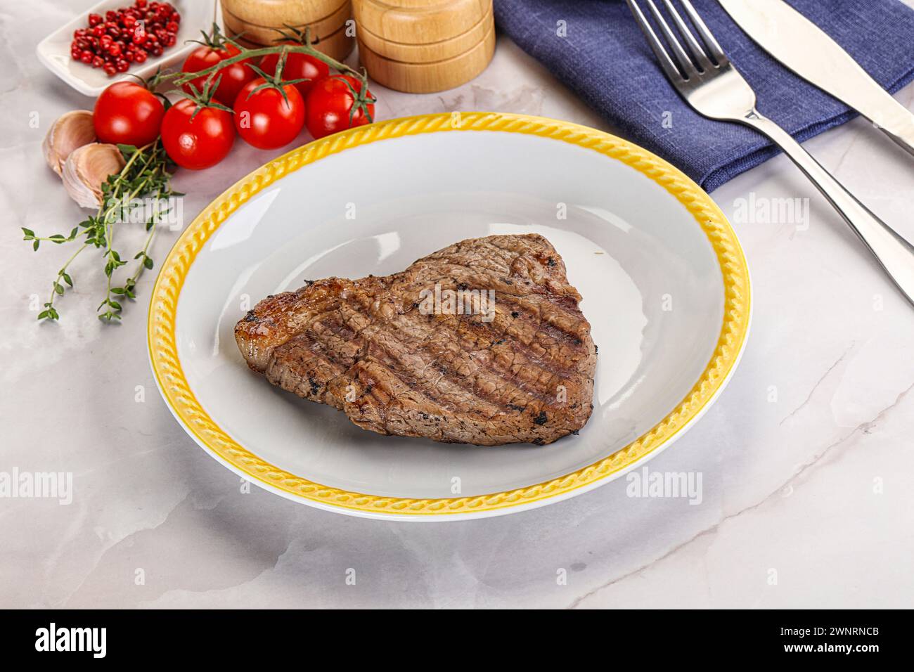 Grilled marble beef steak with tamoto sauce Stock Photo - Alamy