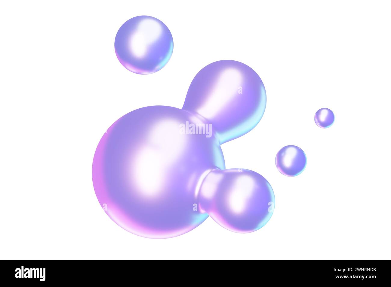 Abstract 3d round metaball liquid shape with holographic effect Stock ...