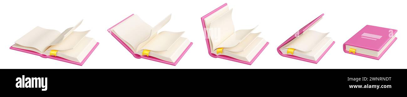 Book open and close animation steps. 3D render illustration set Stock ...