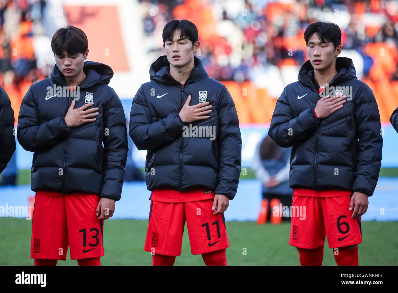 MENDOZA, ARGENTINA - MAY 28: Yehoon Choi, Seongjin Kang and Hyunbin Park during FIFA U20 World ...