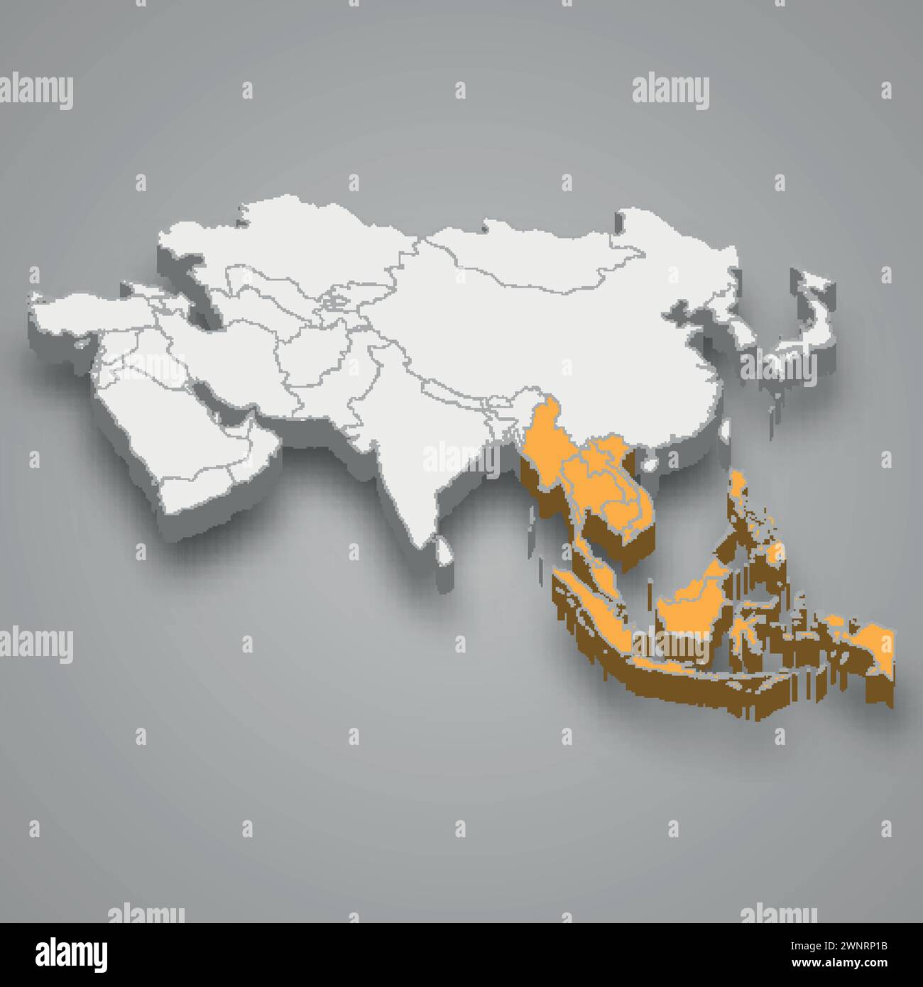 Southeast Asia location within Asia 3d isometric map Stock Vector Image & Art - Alamy