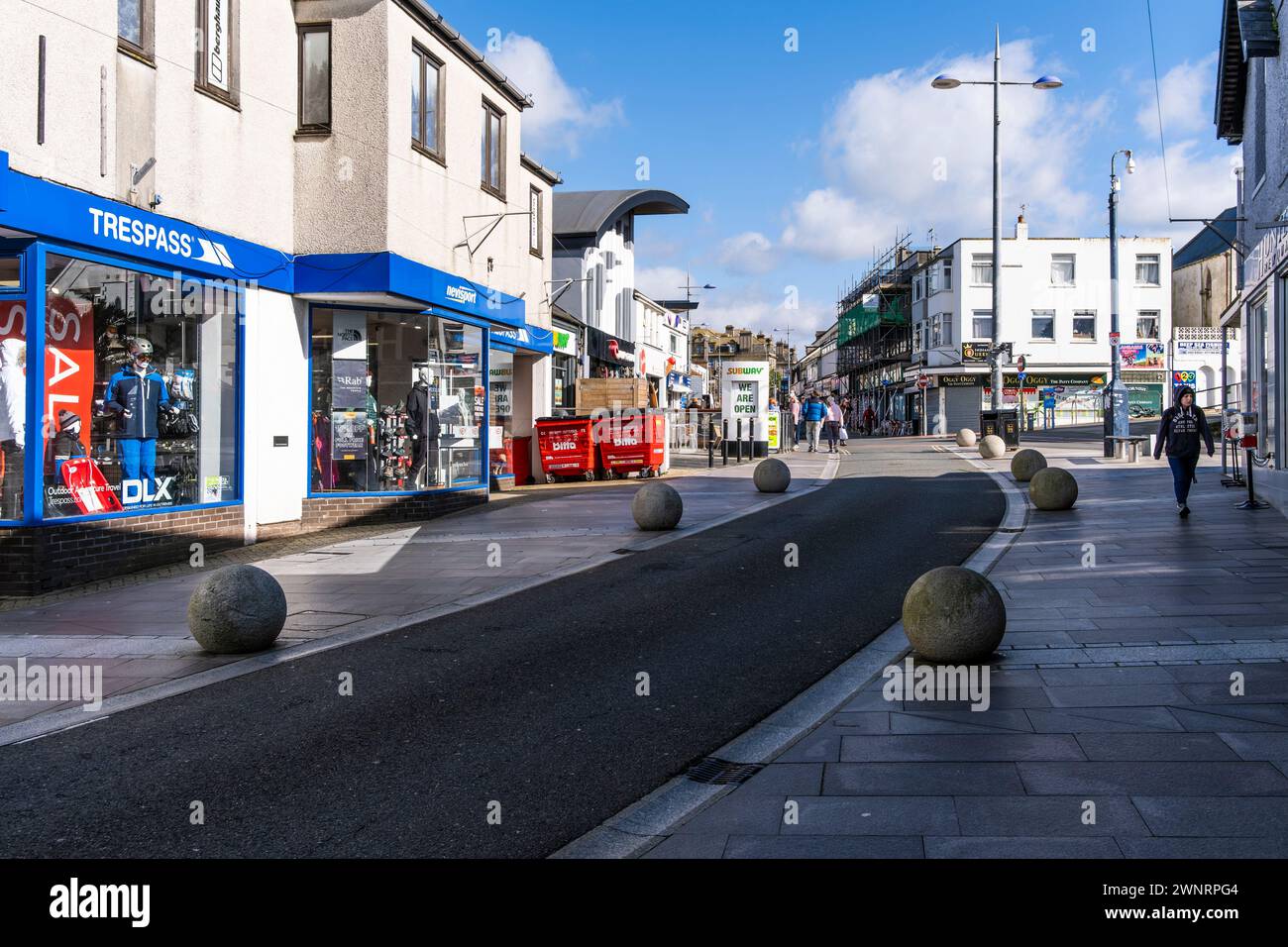 A general view of East Street in Newquay town centre in the off season ...