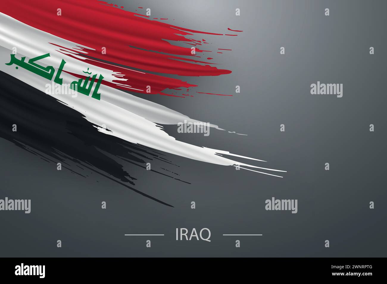 3d grunge brush stroke flag of Iraq, Template poster design Stock ...