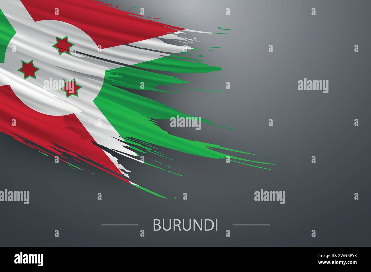 3d grunge brush stroke flag of Burundi, Template poster design Stock ...