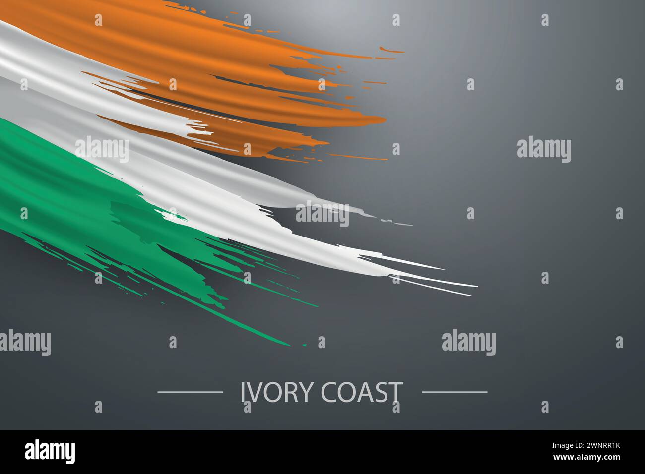 3d grunge brush stroke flag of Ivory Coast, Template poster design ...