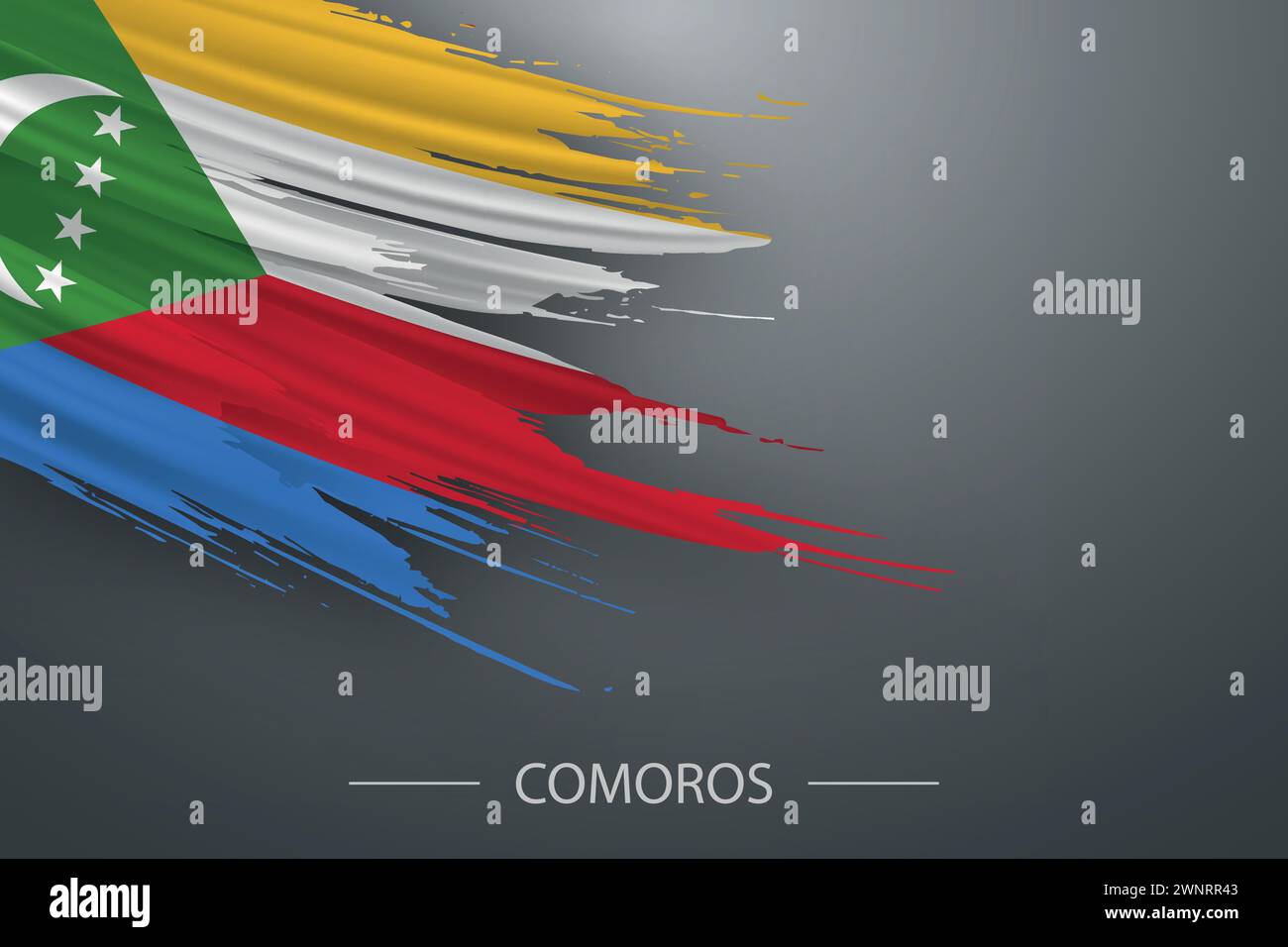 3d grunge brush stroke flag of Comoros, Template poster design Stock ...