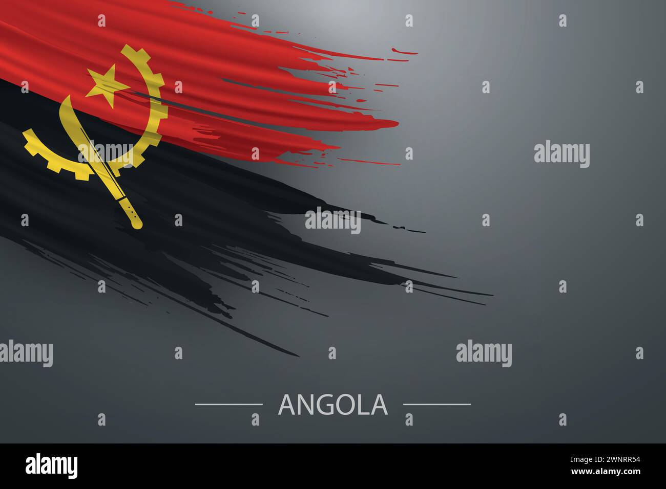 3d grunge brush stroke flag of Angola, Template poster design Stock ...