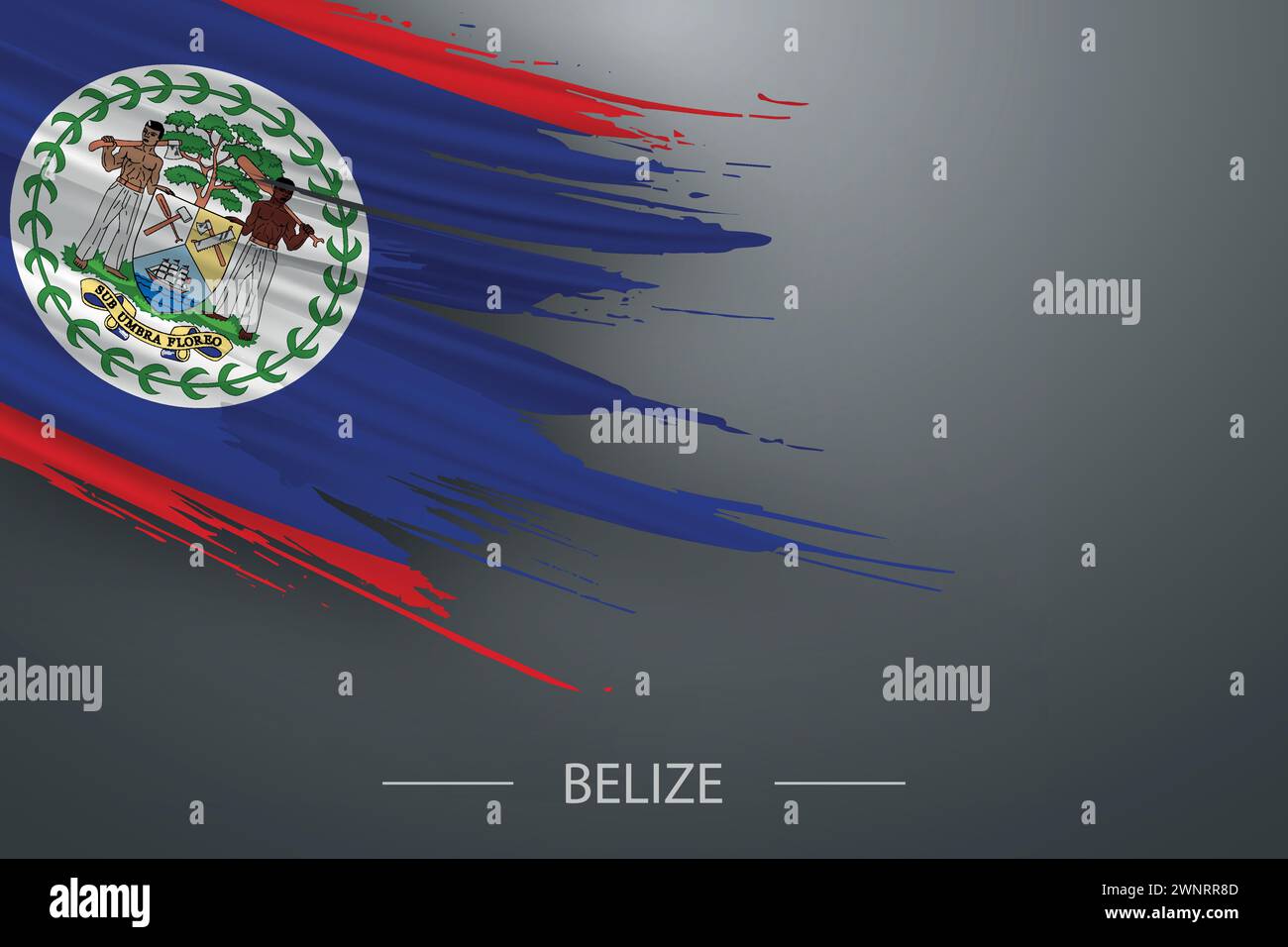 3d grunge brush stroke flag of Belize, Template poster design Stock ...