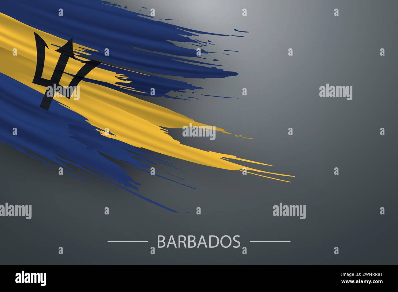 3d grunge brush stroke flag of Barbados, Template poster design Stock ...