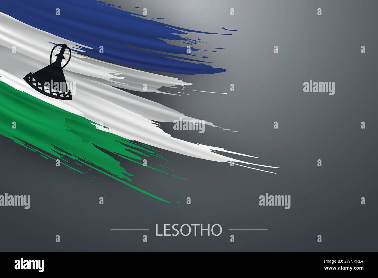 3d grunge brush stroke flag of Lesotho, Template poster design Stock ...
