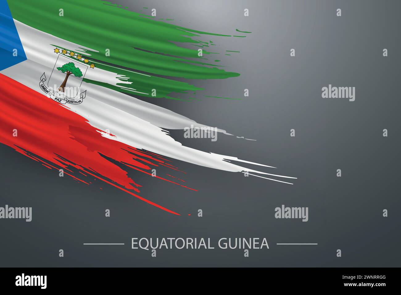 3d grunge brush stroke flag of Equatorial Guinea, Template poster ...