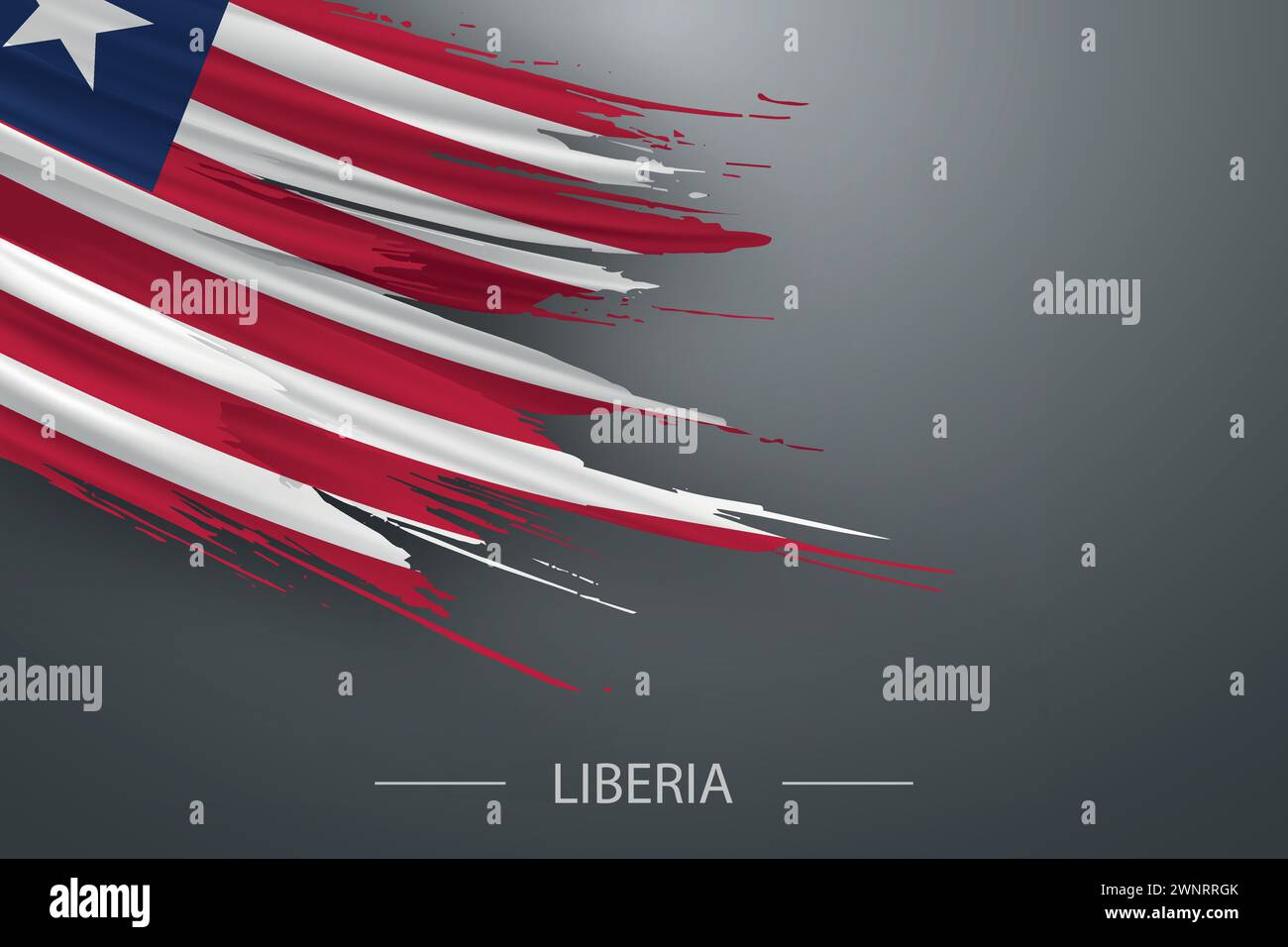 3d grunge brush stroke flag of Liberia, Template poster design Stock ...