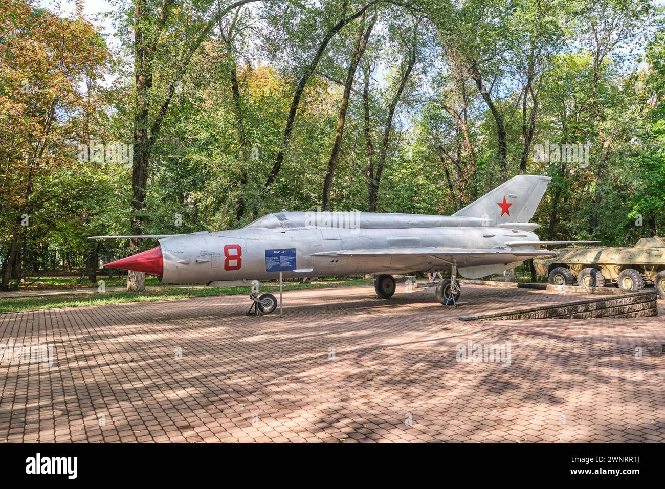 A retired Soviet, Russian MIG 21 jet fighter plane. At Family Park in ...