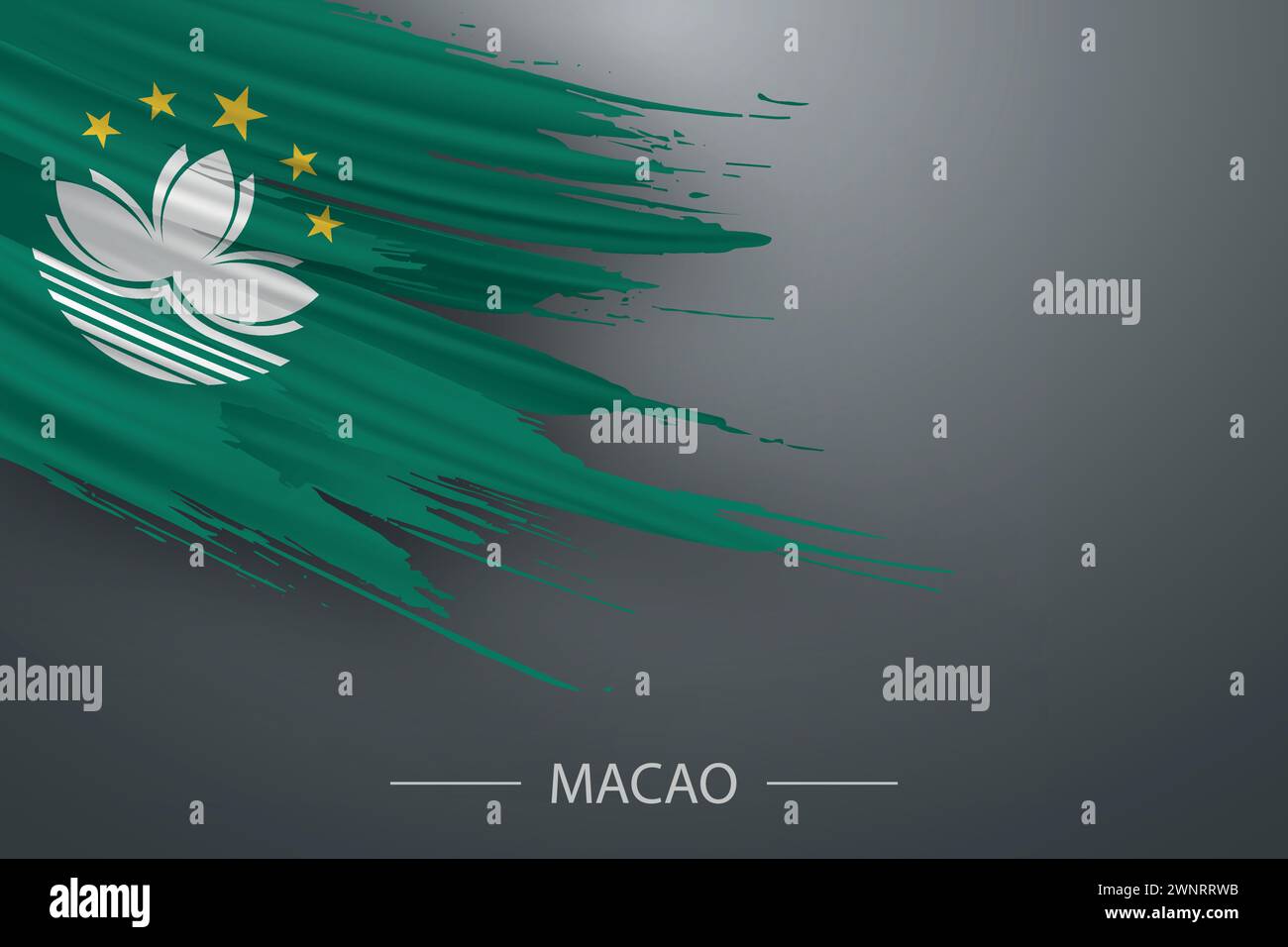 3d grunge brush stroke flag of Macao, Template poster design Stock ...